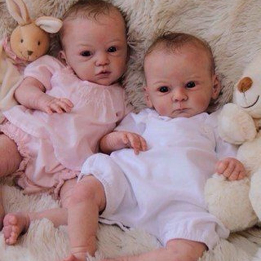 21'' Realistic Twin Brothers Little Reyna and Kyra Reborn Baby Doll Bo ...
